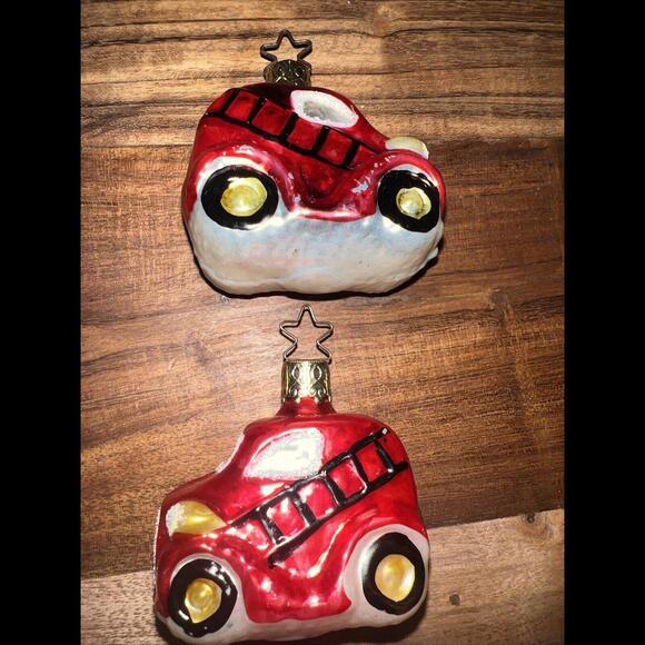 Other | Vintage Inge Fire Truck Blown Glass Ornament West Germany Rare ...